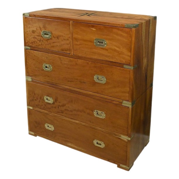 20th Century Mahogany Marine Chest of Drawers, India | Chairish