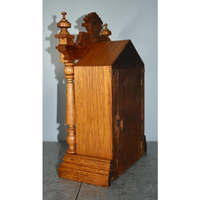 Antique Oak Victorian Style Carved Mantel Clock W/Pendulum | Chairish