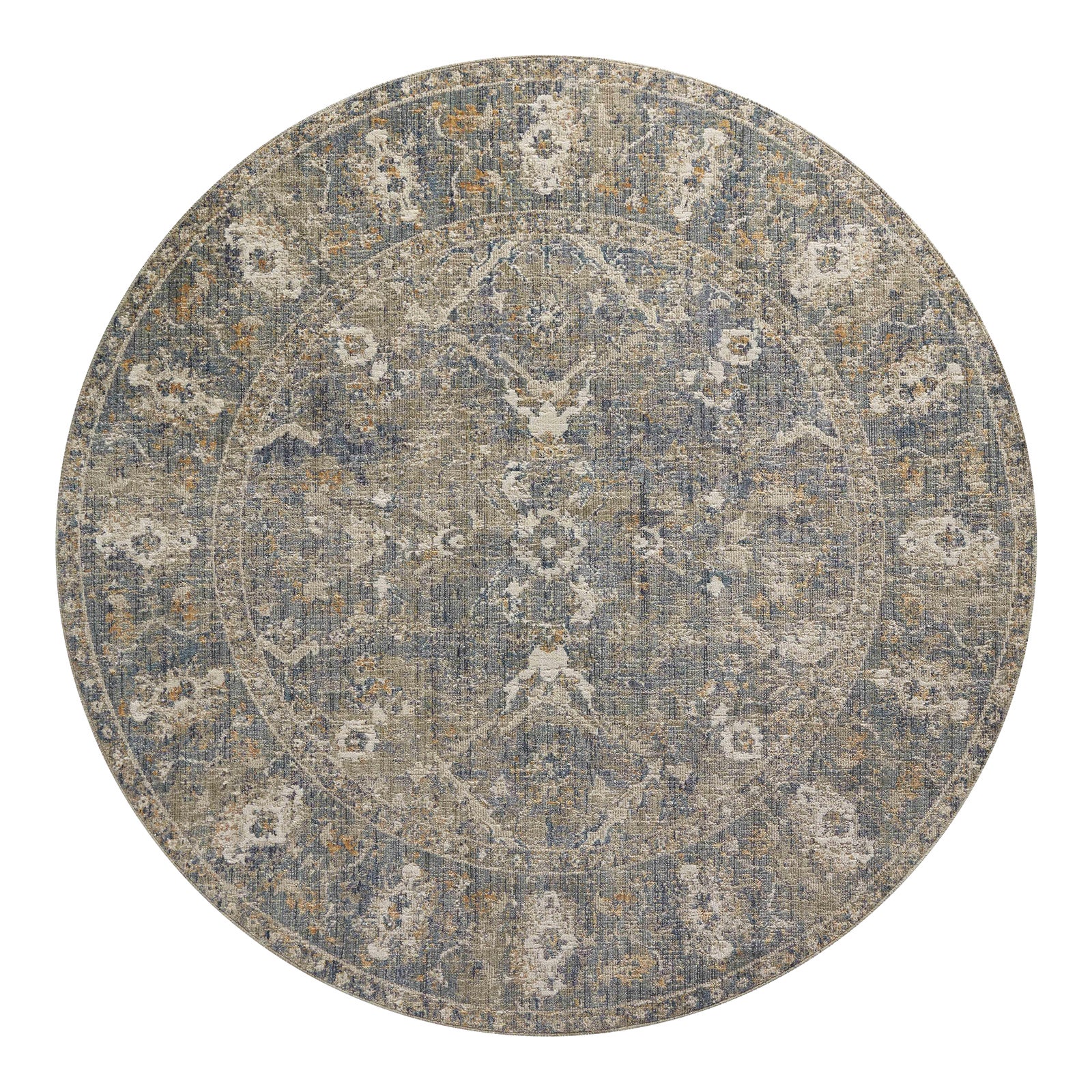 Chris Loves Julia x Loloi Rosemarie Sand / Lagoon 7'-9" x 7'-9" Round ...