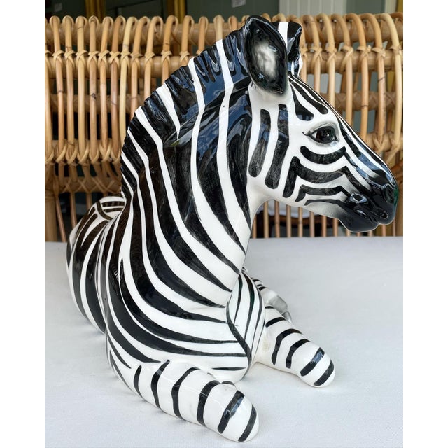 Large Mid Century Ceramic Zebra | Chairish