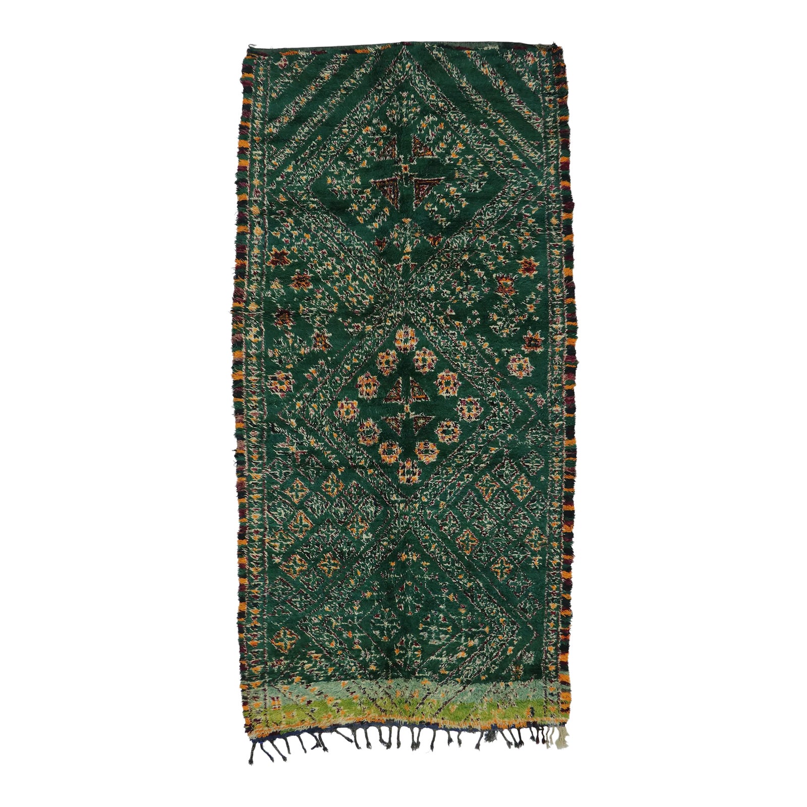 Vintage Green Beni M'Guild Moroccan Rug - 07'00 X 14'00 | Chairish