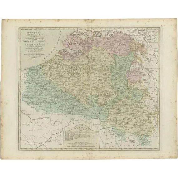 Antique Dutch Map of the Southern Netherlands from Bowles, 1780 | Chairish