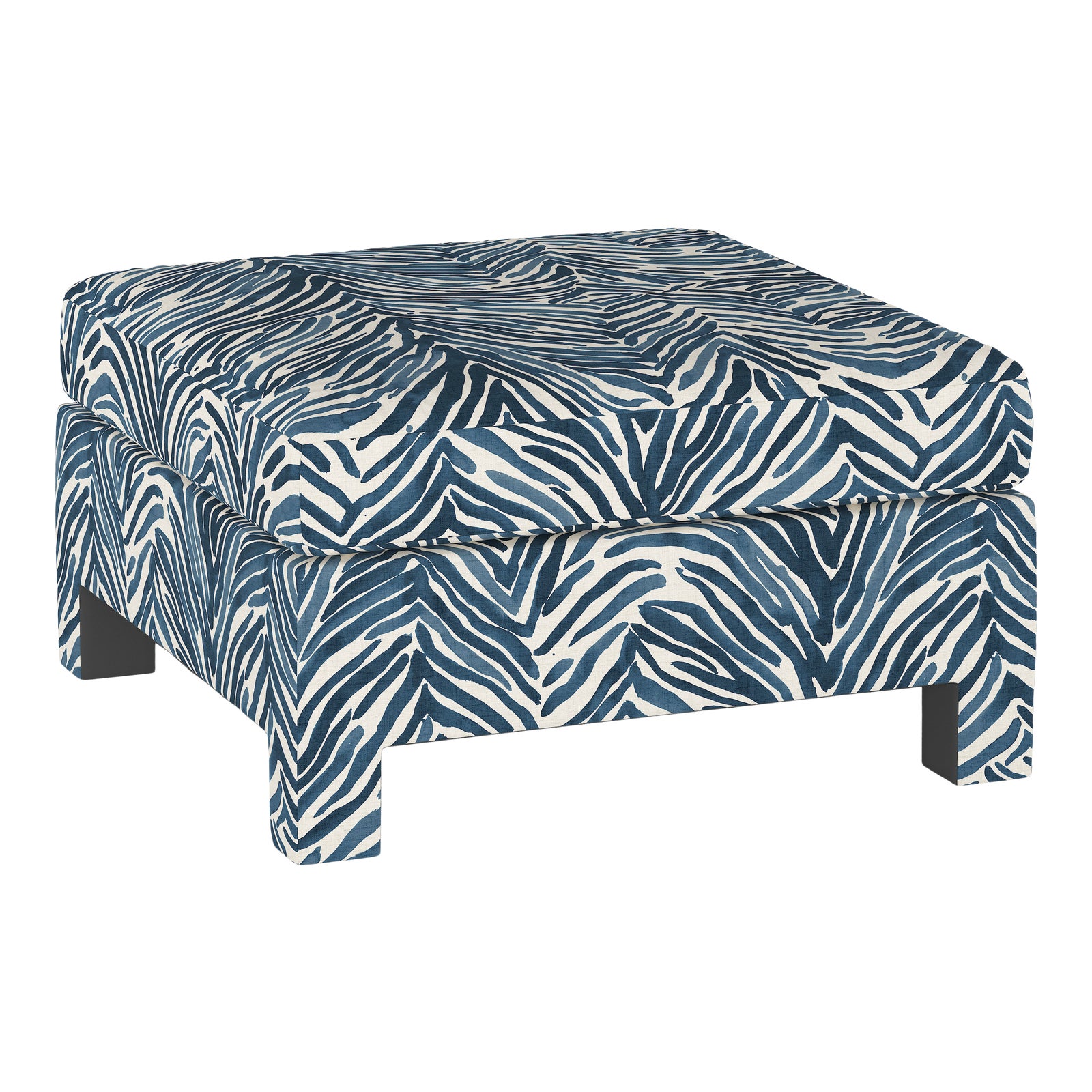 Sylvan Ottoman in Blue Washed Zebra | Chairish