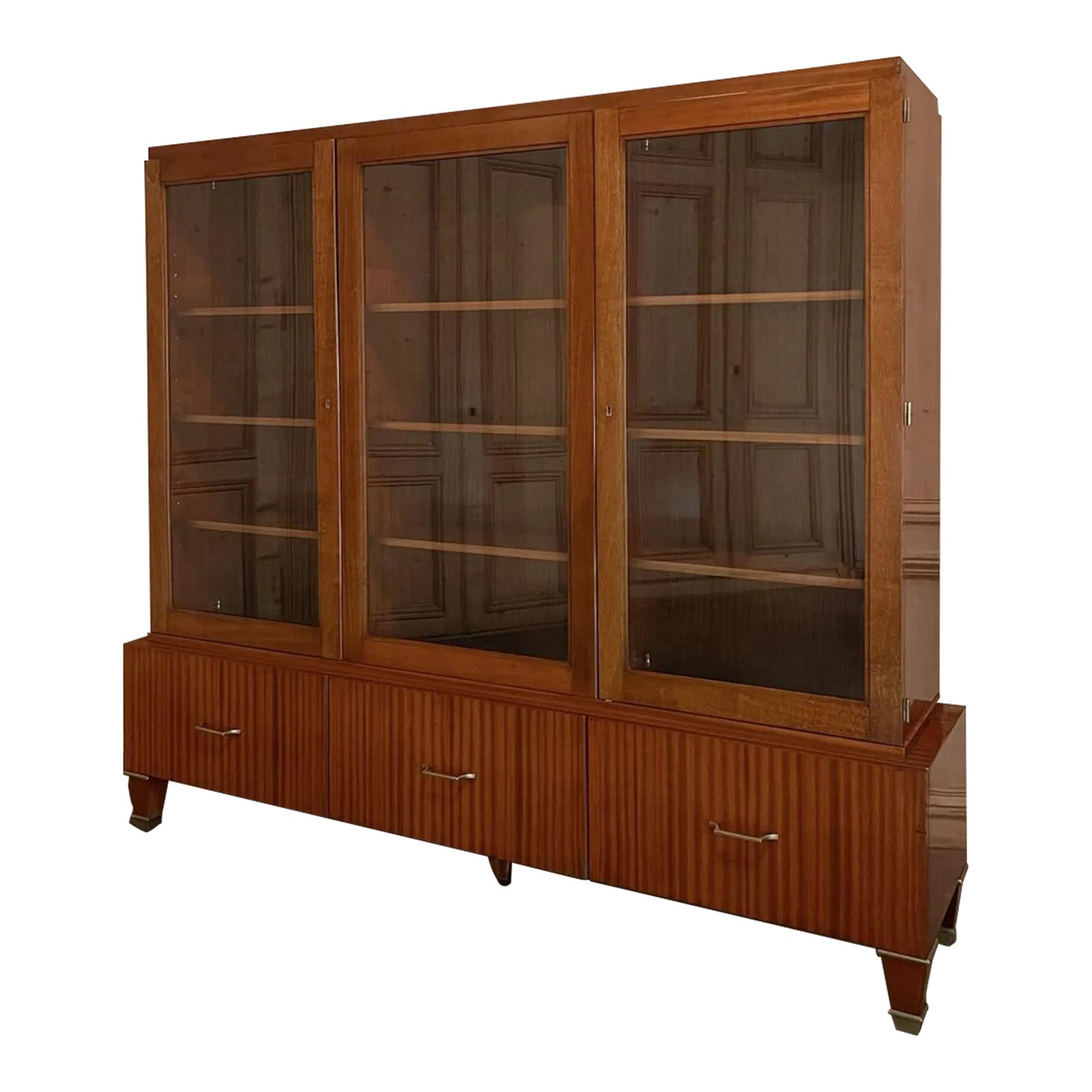 Mid-Century Mahogany Bookcase by De Coene of Courtrai | Chairish