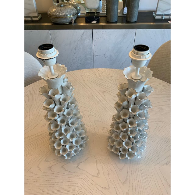 Pair of White Ceramic Coral Lamp Bases | Chairish