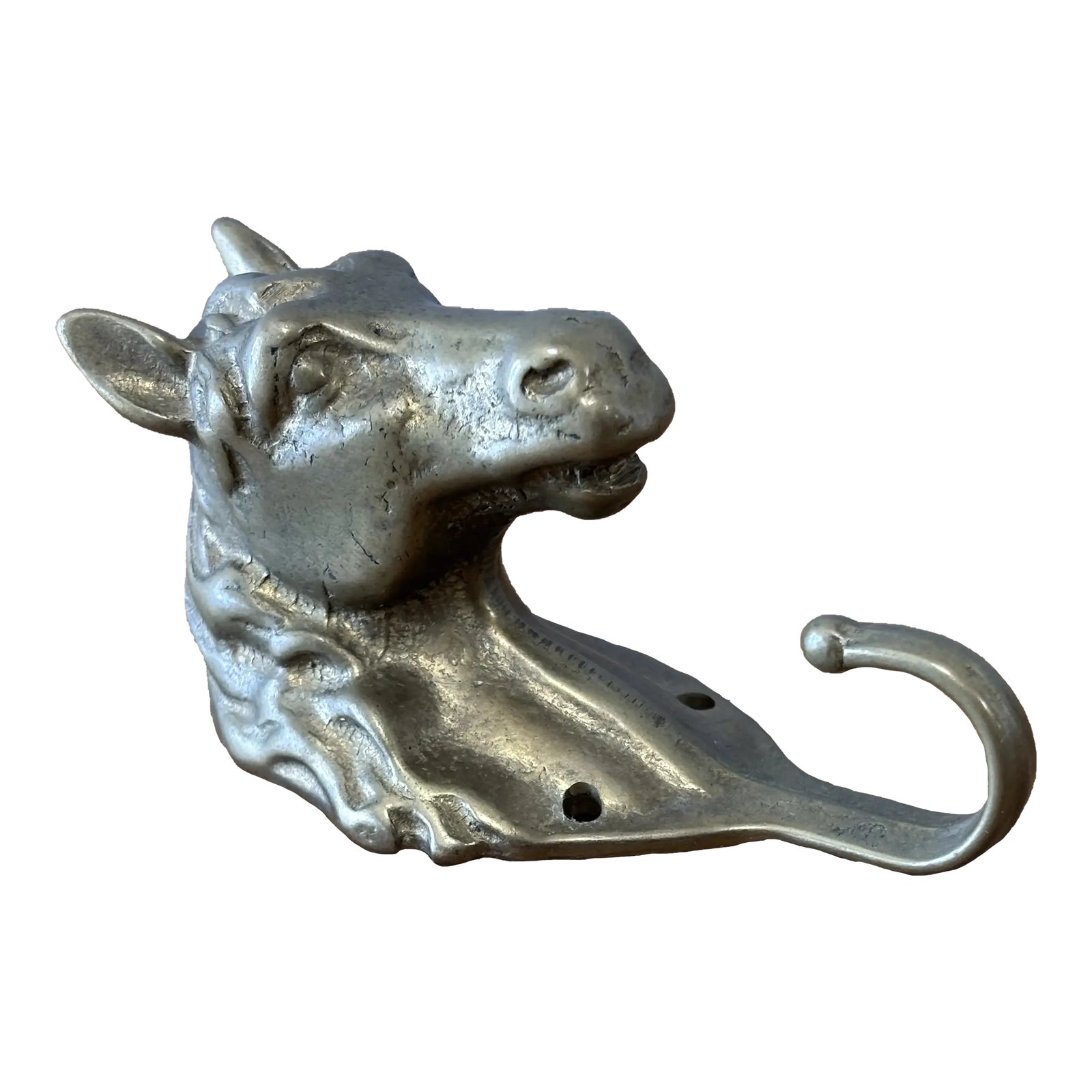 Vintage English Brass Horse Head Hook | Chairish