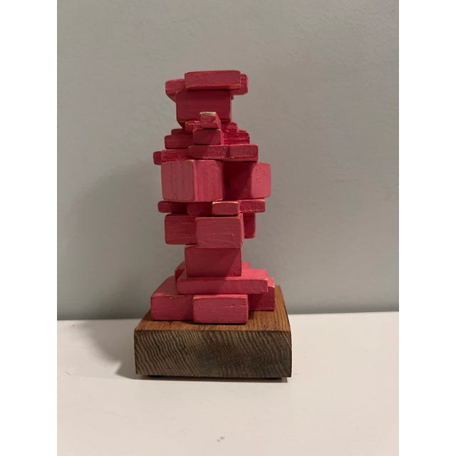 Tom Trubshaw (1971-), Colorful Abstract Wood Sculpture, Signed, Dated ...