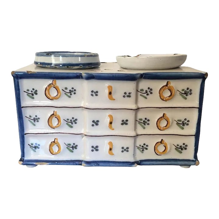 Antique 18th Century German Kelsterbach Tin Glaze Faience Delft Inkwell ...