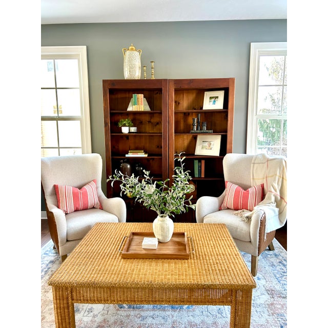 Modern Lillian August Style Wingback Chair – Mistral Oatmeal Fabric ...