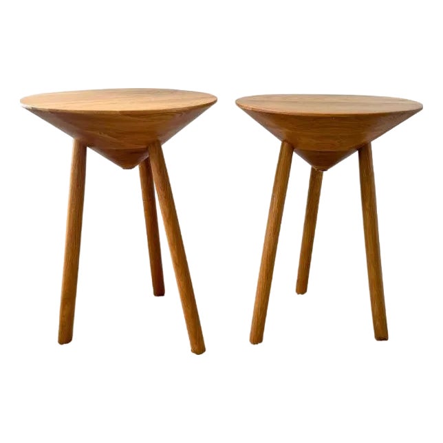 Late 20th Century, Design by Conran, Solid Oak End Tables, Pair | Chairish