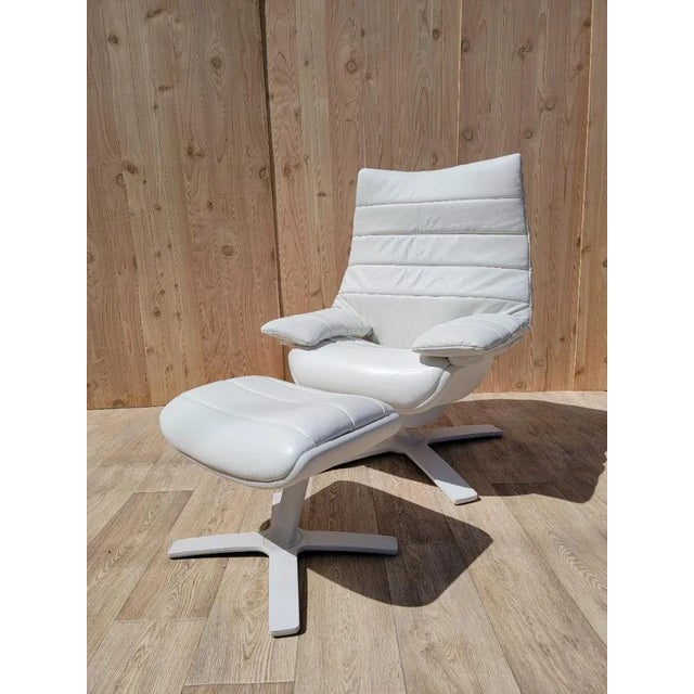 Modern Italian White Quilted Leather Re-Vive Lounge Chair and Ottoman ...