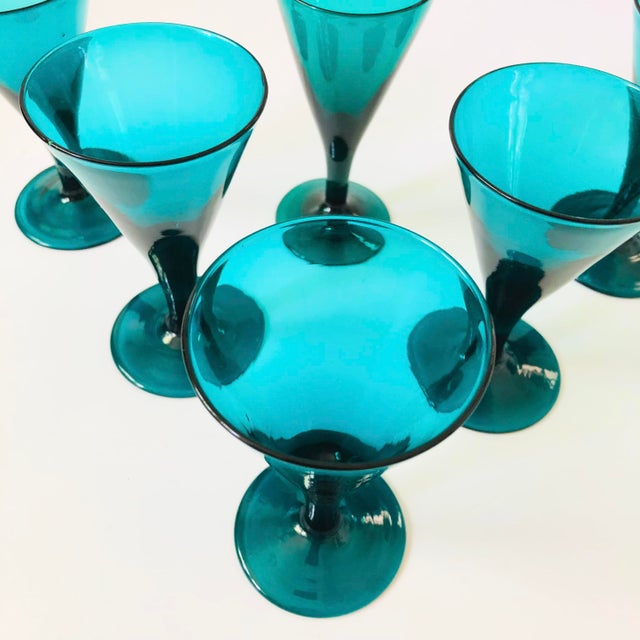 Teal Cocktail Glasses - Set of 6 | Chairish