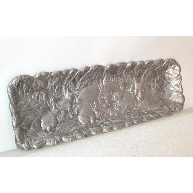 1990s Arthur Court Cast Aluminum Repousse Bunnies Rectangle Serving ...