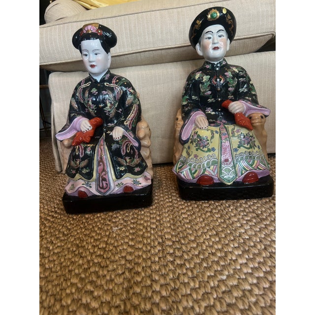 Extra Large Antique Chinese Emperor and Empress Porcelain Figurines ...