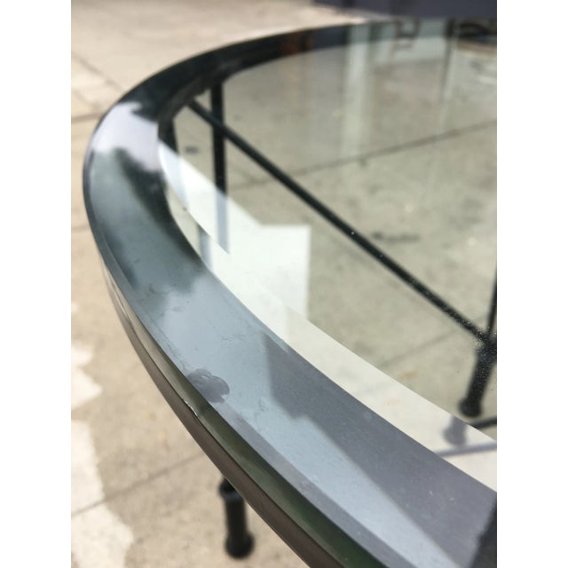 1970s Post Modern Glass Top Round Metal Side Table | Chairish