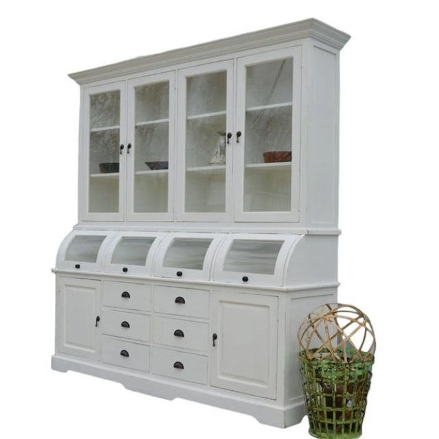 Farmhouse Distressed White Kitchen Pantry | Chairish