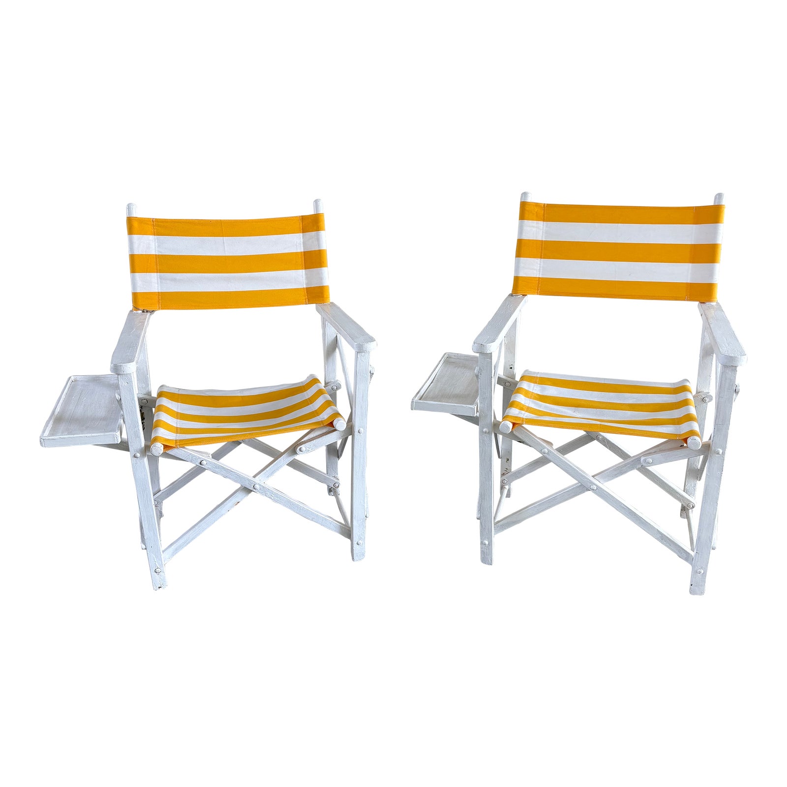 Vintage Director Style French Beach Chairs - Set of 2 | Chairish