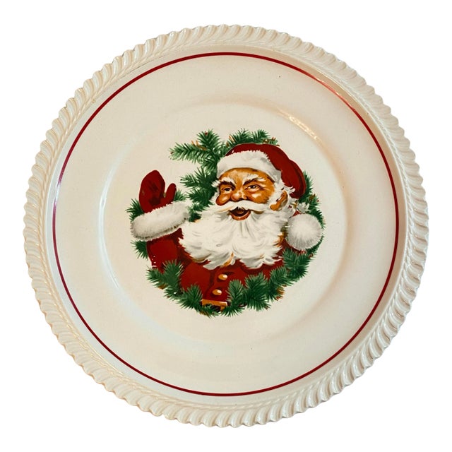 Vintage Santa Fluted Rim Ceramic Plate | Chairish