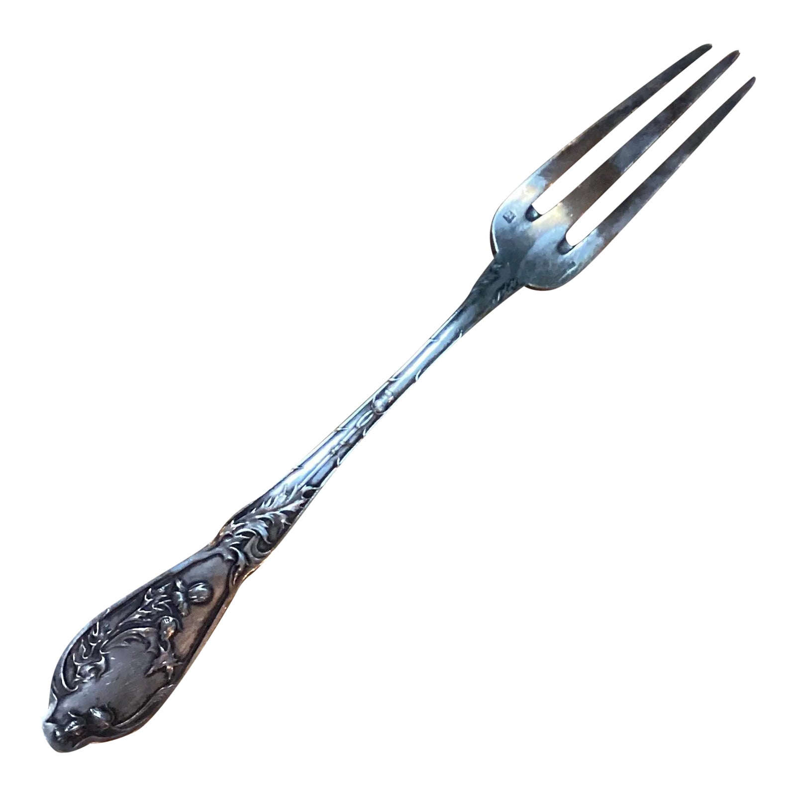 Antique French Boulenger Art Nouveau Silver Plate Large Serving Fork ...