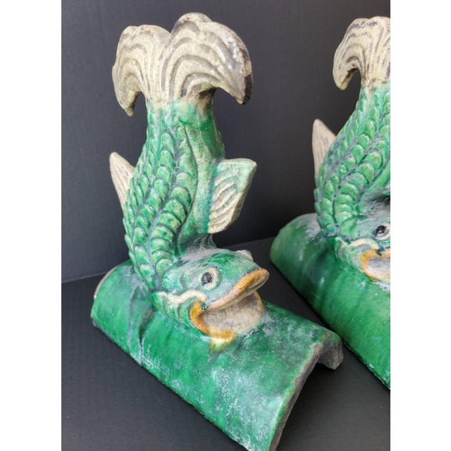 Antique Asian Architectural Figural Fish Roof Tile - a Pair | Chairish