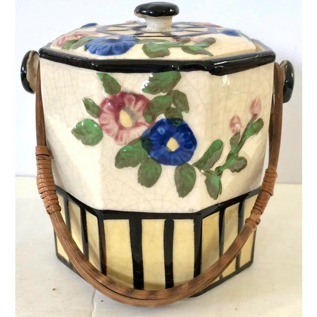 Vintage Japanese Octagon Ceramic Biscuit Jar | Chairish