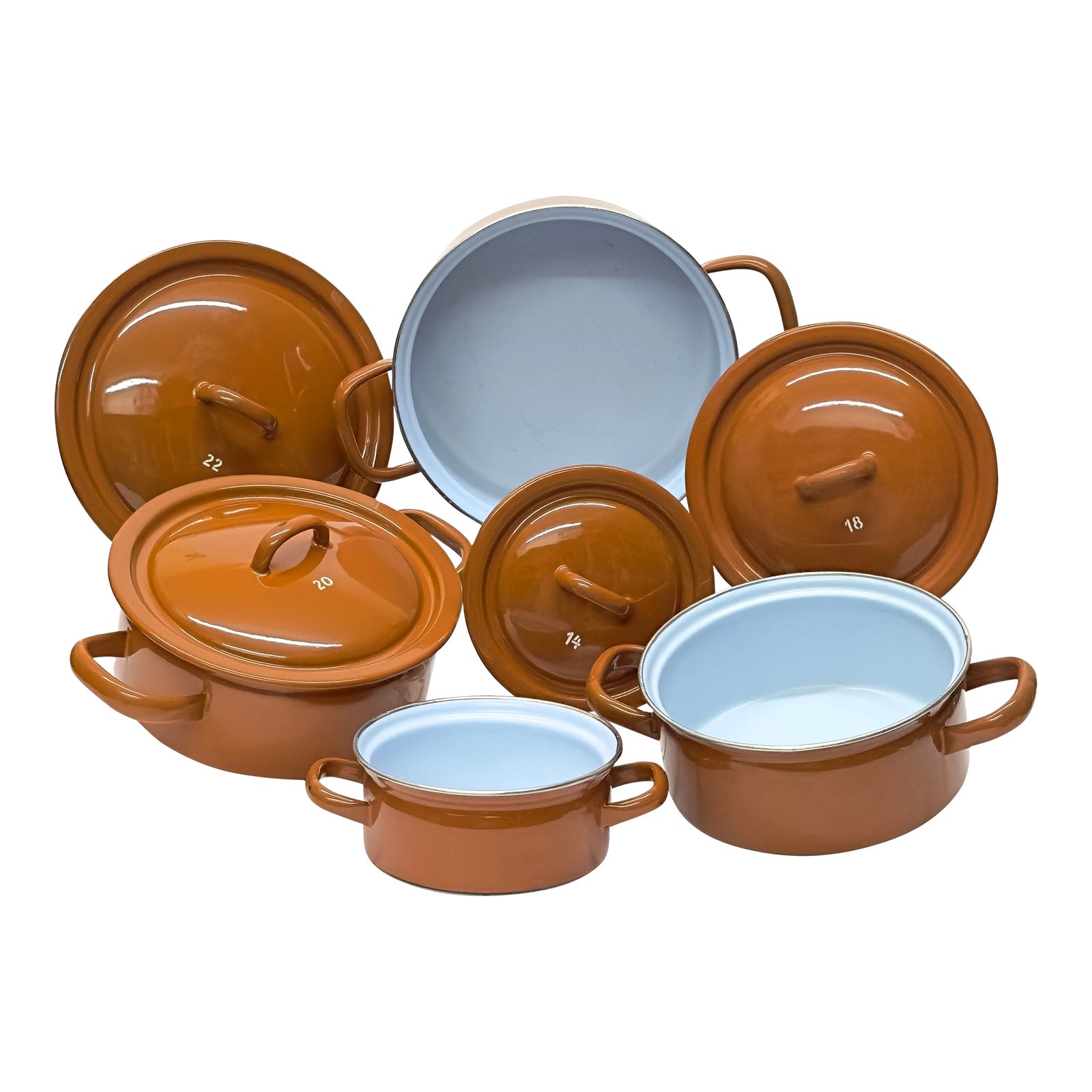 Mid-Century Caramel-Brown Reisswerke Cookware Set - Group of 4 | Chairish