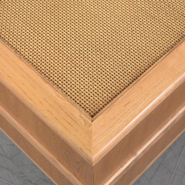 Restored 1880s Mid-Century Oak Rattan Side Table | Chairish