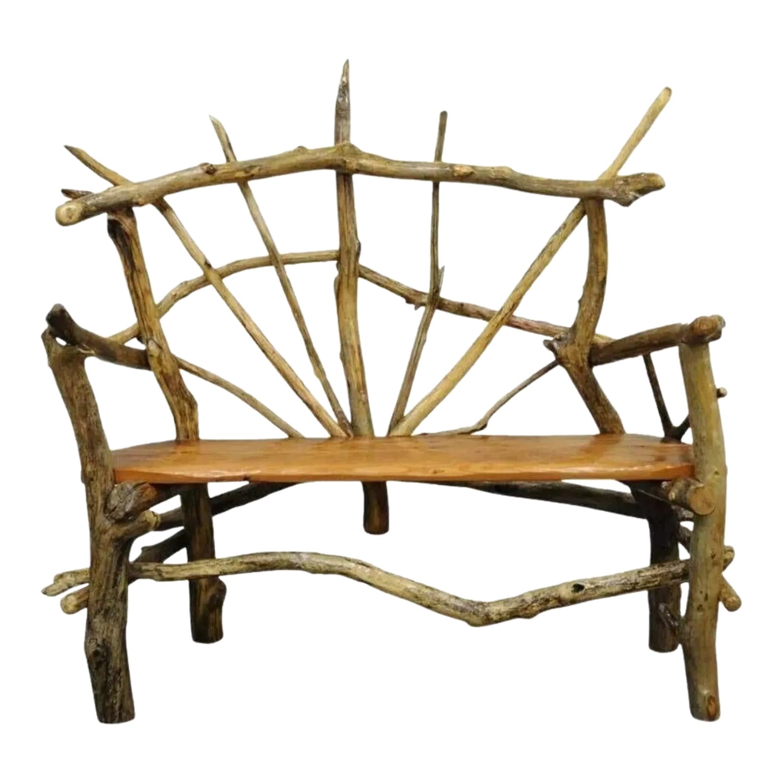 Rustic Primitive Artisan Tree Log Driftwood Garden Patio Bench by ...