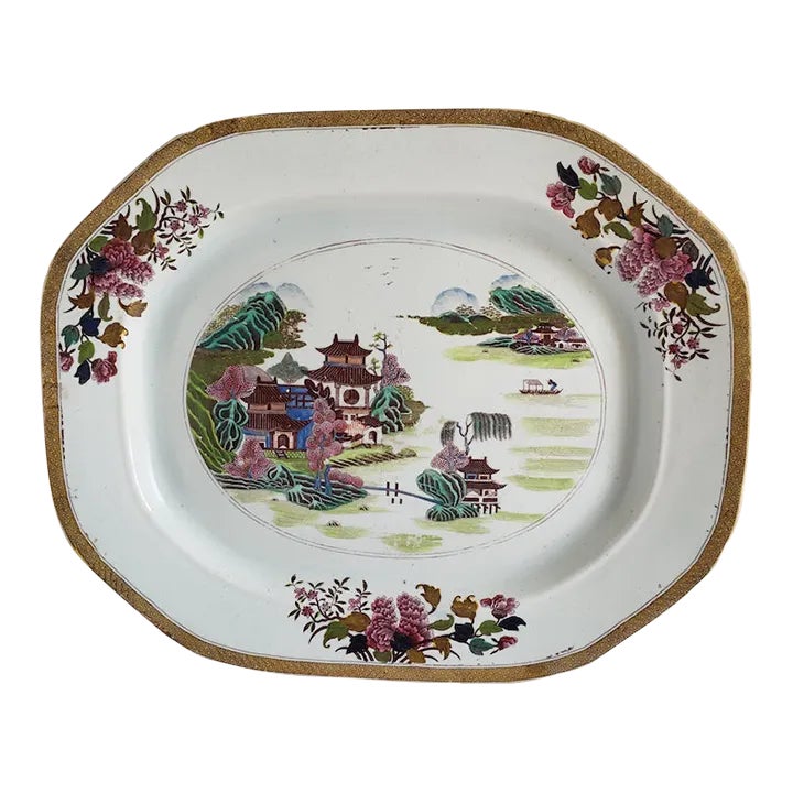 19th Century Mason's Ironstone Pagoda Motif Platter | Chairish