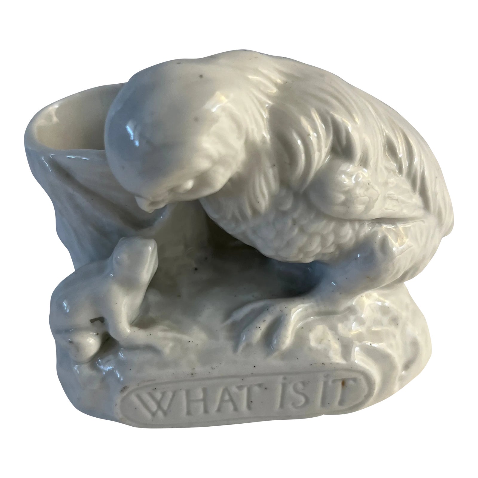 Antique English Bird and Frog Match Striker | Chairish
