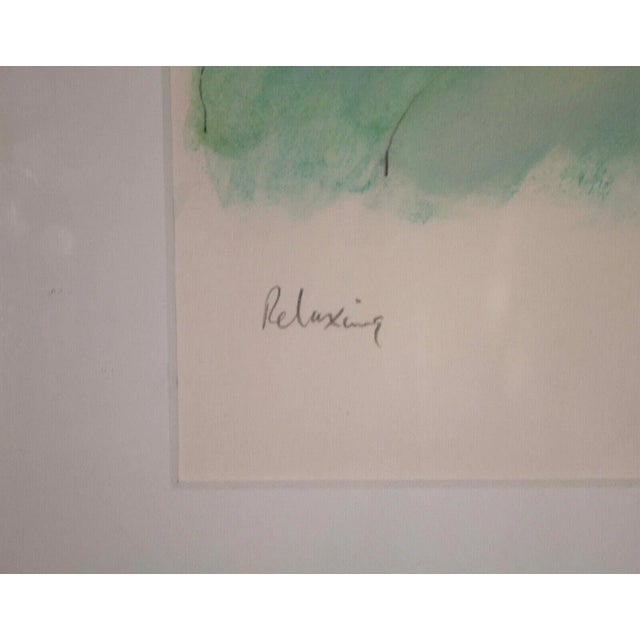 1970s Relaxing Signed Modern Abstract Female Nude Pastel on Paper ...