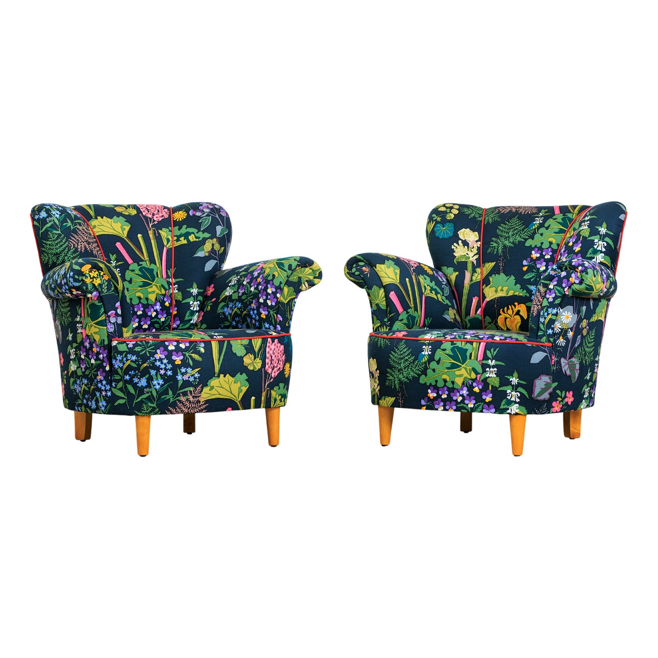 Mid 20th Century Modern Swedish Armchairs Redressed in Gocken Jobs, Set ...
