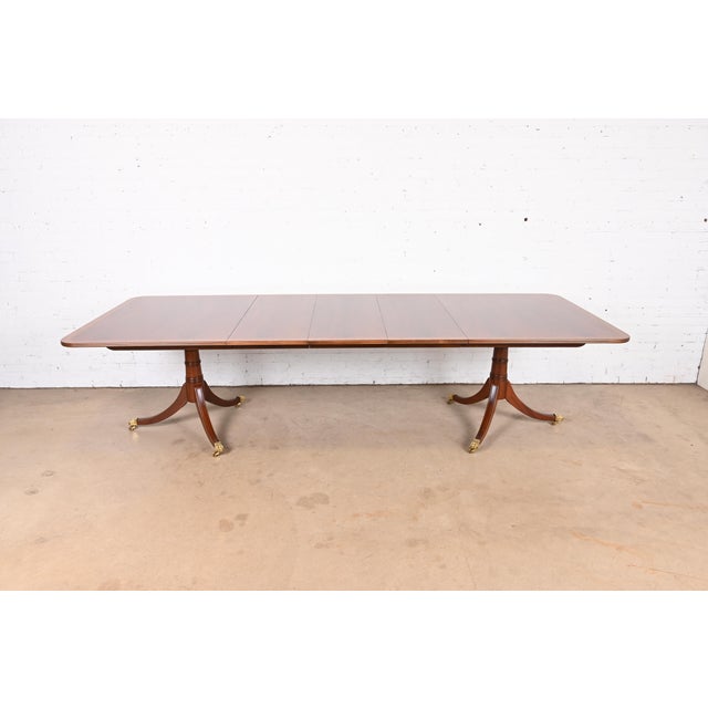 Stickley Georgian Banded Flame Mahogany Double Pedestal Extension ...