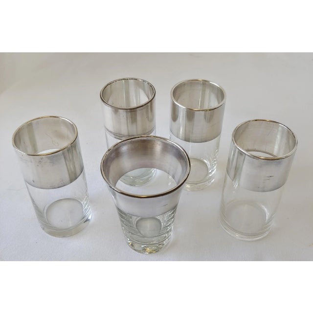 Vintage Dorothy Thorpe Silver Band Barware Set of 10 | Chairish