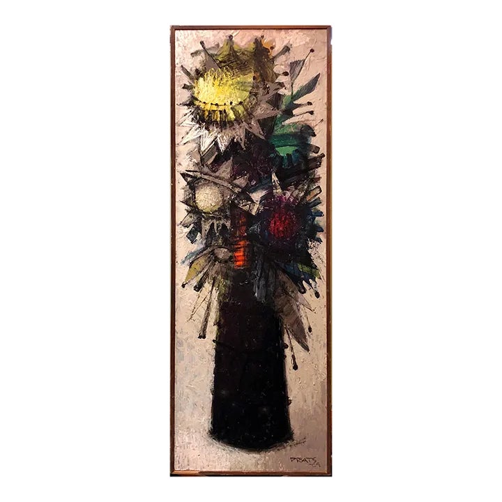 Ramon Prats, Abstract Expressionist Latin American Oil Painting Flowers ...