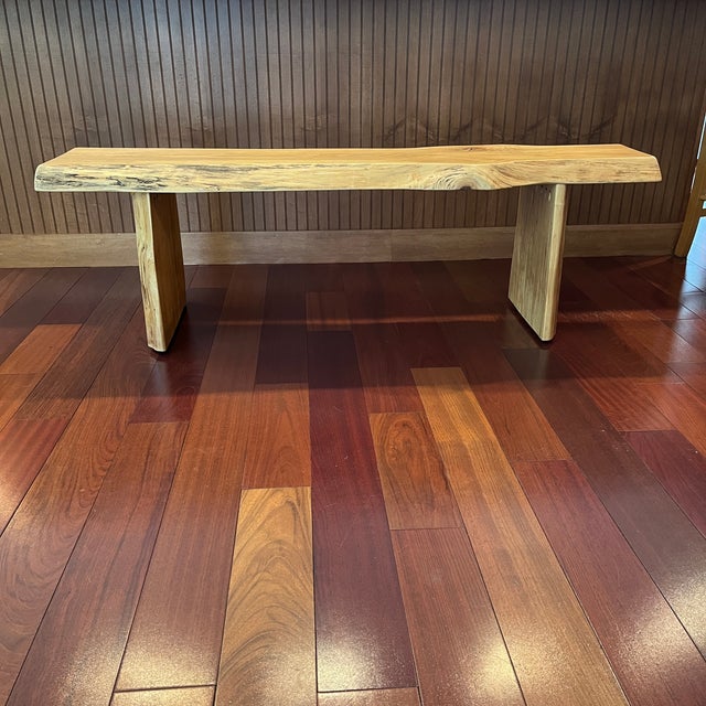 Live Edge Elegant Spalted Maple Wood Bench | Chairish