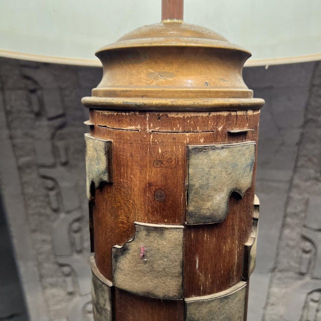 1970s Repurposed Table Lamp Wood and Brass | Chairish