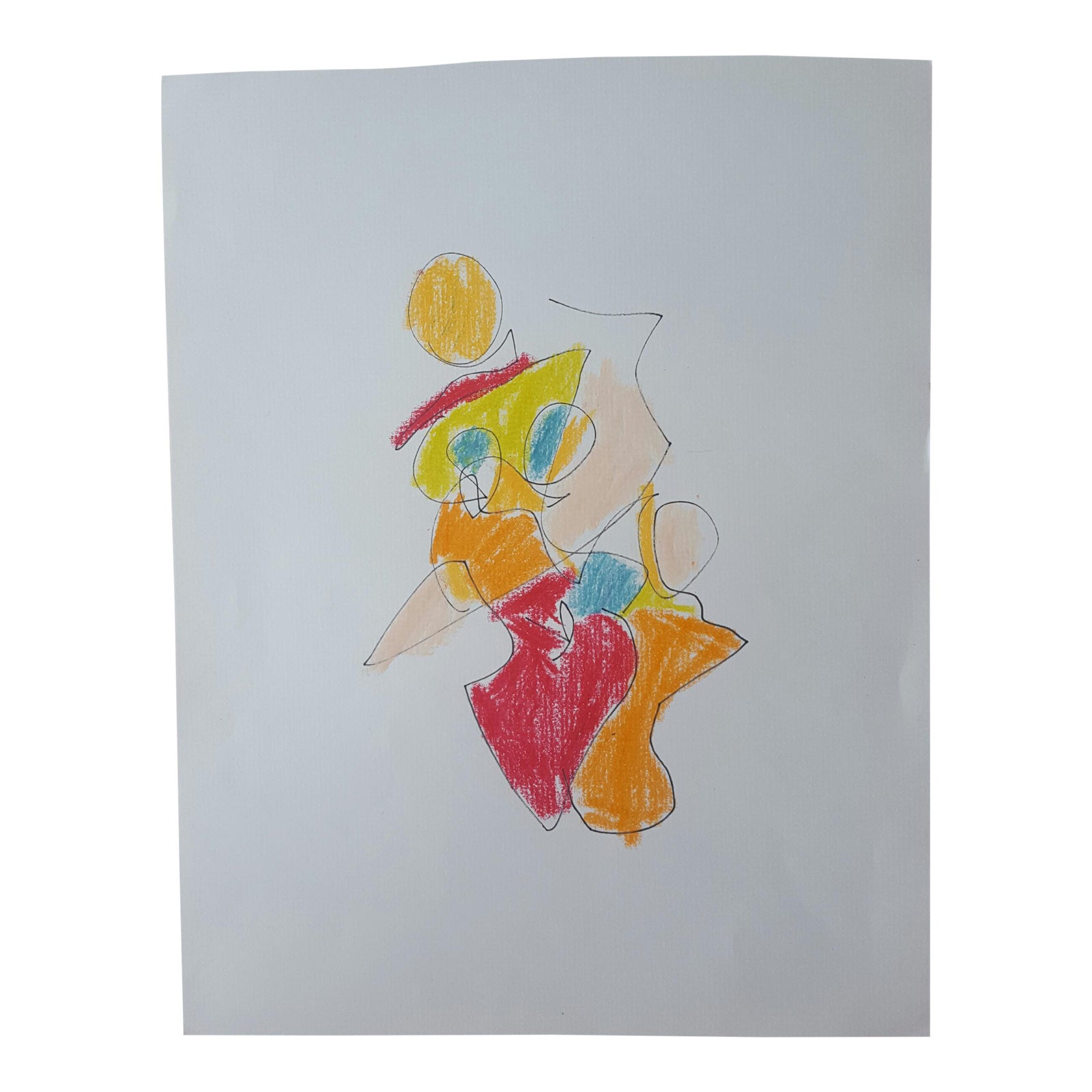 "Natasha" Figurative Abstract Drawing | Chairish