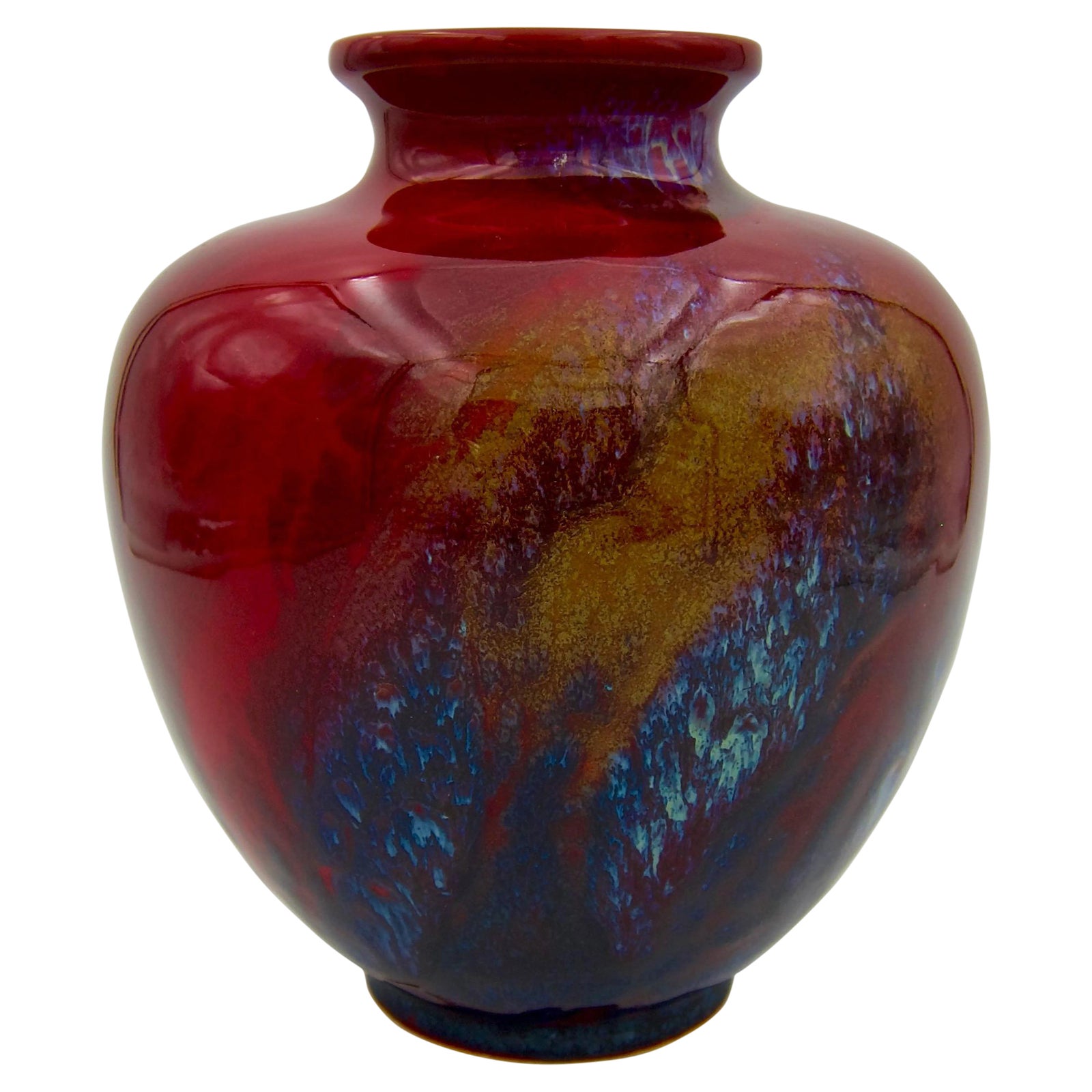 Signed Red Sung Ware Art Deco Flambe Vase From Royal Doulton | Chairish