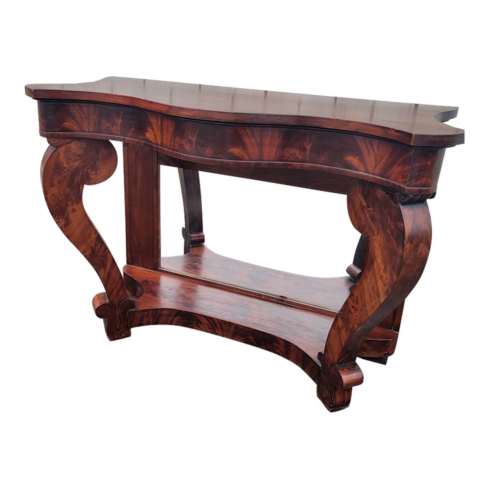 American Empire Figured Mahogany Pier Table 1840's | Chairish