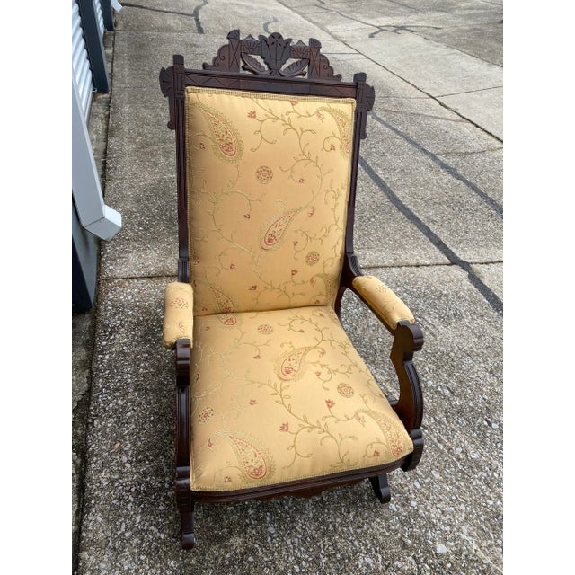 Late 19th Century Victorian Eastlake Platform Rocker Wood With Fabric ...