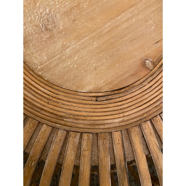 Boho Chic Round Rattan Pouf Ottoman | Chairish