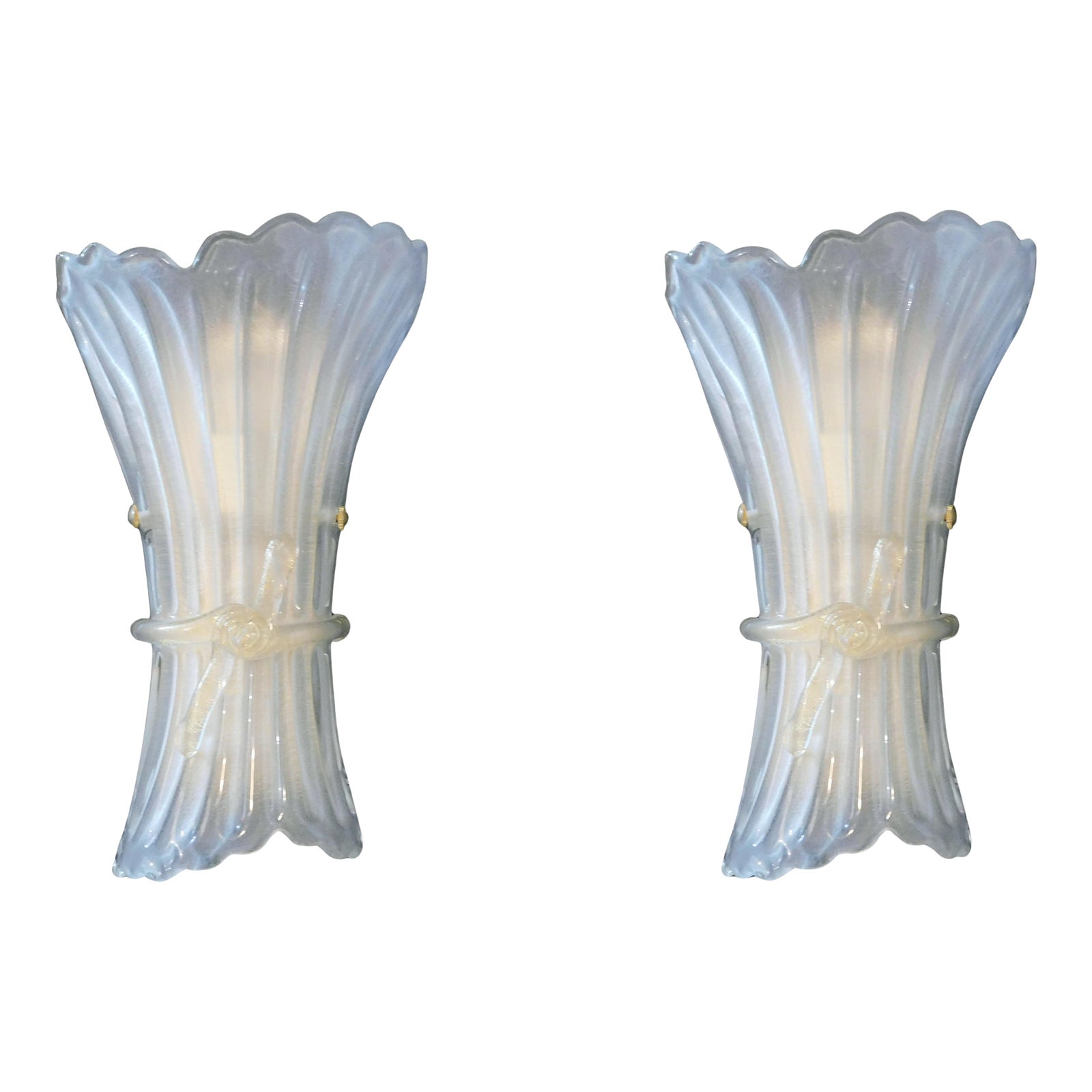 1960s Frosted Bow Sconces, a Pair | Chairish