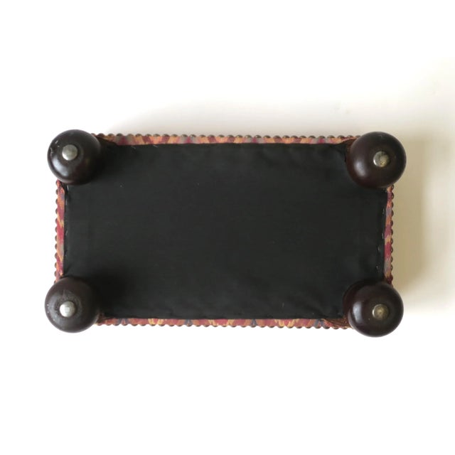 Footstool Bun Feet and Missoni Style Upholstery with Nail Head Design ...