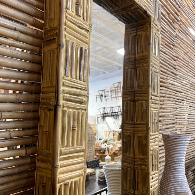 Vintage Boho Chic Style Bamboo Stick Wall Mirror | Chairish