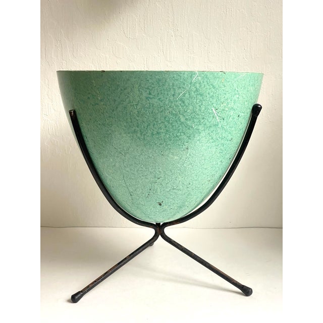 1950s Mid Century Turquoise Fiberglass Bullet Planter | Chairish