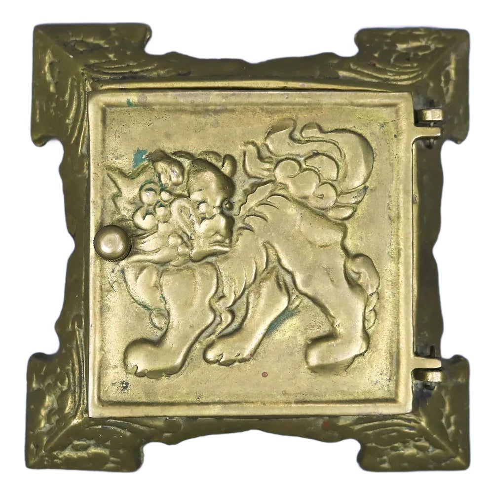 Antique Chinese Solid Brass Foo Dog Trinket Box With Lid and Handle ...