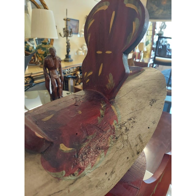 1950s Vintage Hand Painted Kids Swan Rocking Chair | Chairish