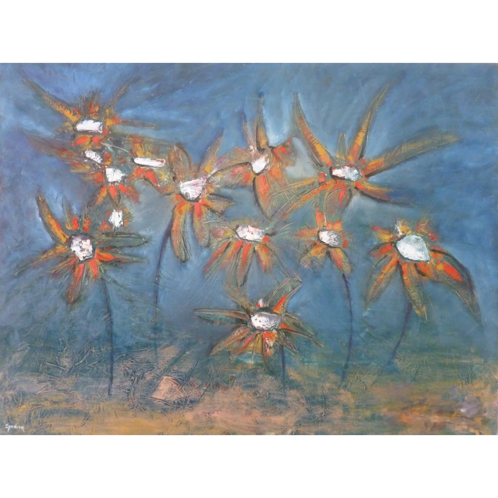 "Dancing Flowers" Large Expressionistic Floral Oil Painting by Scott ...