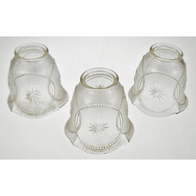 Vintage Textured Glass Chandelier Light Shades - Set of 3 | Chairish